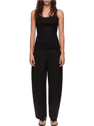 Bimba Y Lola Barrel Trousers With Decorative Stitching - Black