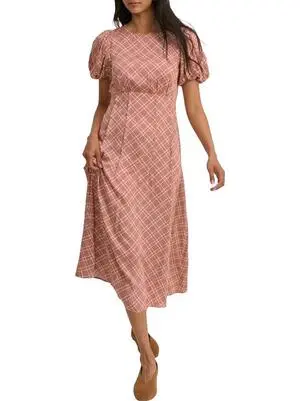 NOBODY'S CHILD Quinn Puff Sleeve Midi Dress - Multi