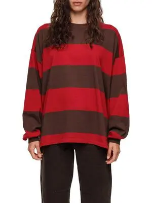 Bimba Y Lola Oversized Striped Long Sleeve T-shirt - Red