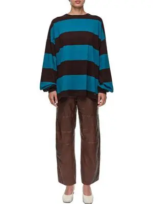 Bimba Y Lola Oversized Striped Long Sleeve T-shirt - Teal