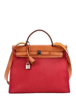 Hermès Herbag Zip Leather And Toile 31 - Red