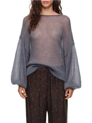 Bimba Y Lola Mohair Oversize Boat-neck Sweater - Light Blue