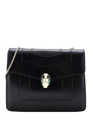 BVLGARI Serpenti Forever Square Shoulder Bag Leather Medium - Black