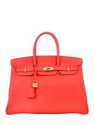 Hermès Birkin Handbag Orange Togo With Gold Hardware 35 - Red