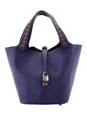 Hermès Picotin Lock Bag Tressage Epsom Mm - Blue