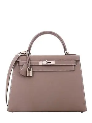 Hermès Kelly Handbag Epsom With Palladium Hardware 28 - Grey