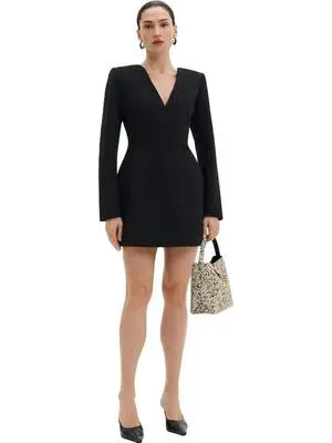 MALINA Ninni Hourglass Mini Dress With Plunge V-neckline - Black