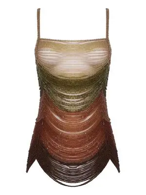 PatBO Solar Beaded Embellished Top - Brown