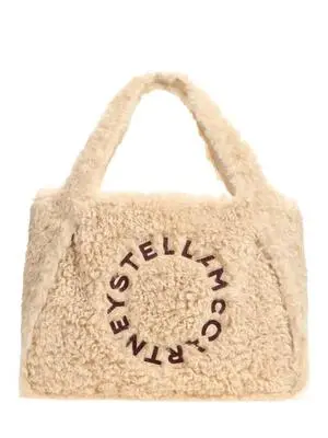 Stella McCartney Faux Shearling Tote Bag With Logo Detail - Oat