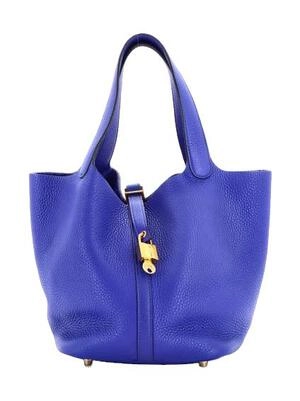 Hermès Picotin Lock Bag Clemence Mm Blue
