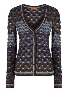 Missoni Slim Viscose Lamé Cardigan With Lace Motif - Multicoloured