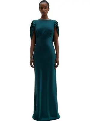 MALINA Louise Draped Back Maxi Dress - Teal