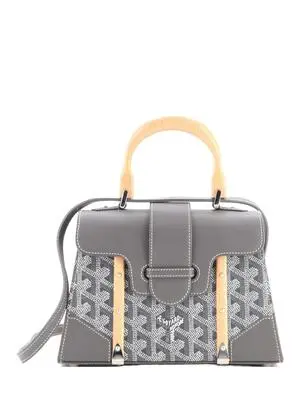 Goyard Structured Saigon Top Handle Bag Coated Canvas With Leather Mini - Grey