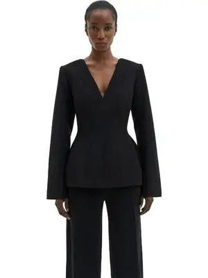 MALINA Ninni Cut-out Shoulder Peplum Top - Black