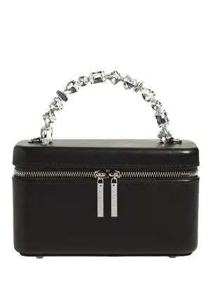 L’ALINGI L'alingi Taliya Leather Vanity Case Bag With Crystal Handle - Black