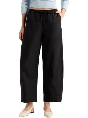 REFORMATION Elara Organic Cotton Drawstring Pants - Black