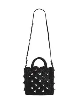 Rabanne Small Raffia Tote Bag With Studded Detail - Black/silver