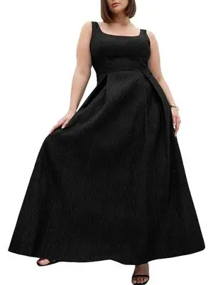 City Chic Estrella Square Neck Dress - Black