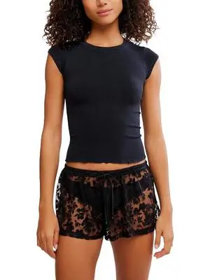 Free People So Soft Seamless Baby Tee - Black