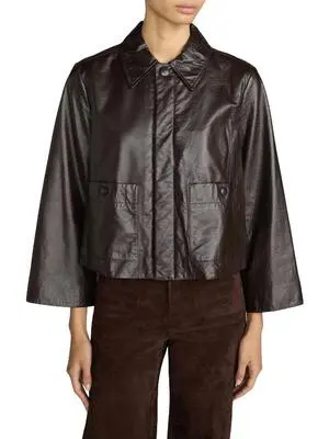FRAME Lambskin Paper Leather Jacket - Chestnut