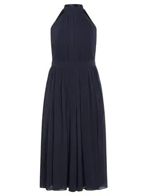 City Chic Pleated Halter Neck Maxi Dress - Navy