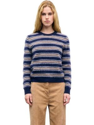 Gerard Darel Rima Striped Crew Neck Sweater - Camel
