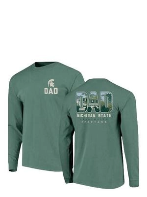 IMAGE ONE Michigan State Spartans Father's Day Campus Drawing Long Sleeve T-shirt - Green