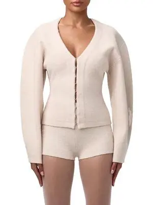 Naked Wardrobe V-neck Cardigan - Bone