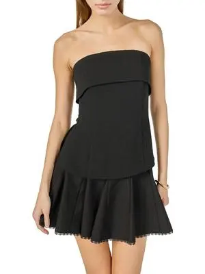 Endless Rose Folded Strapless Tube Top - Black