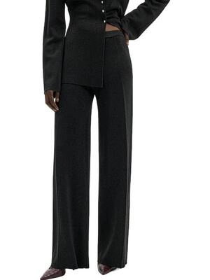 MALINA Metallic Milano Knitted Wide-leg Trousers - Black