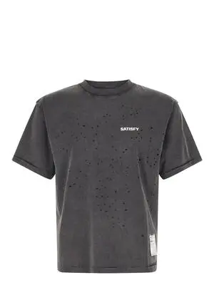 Satisfy T-shirt With Openwork Details Gray