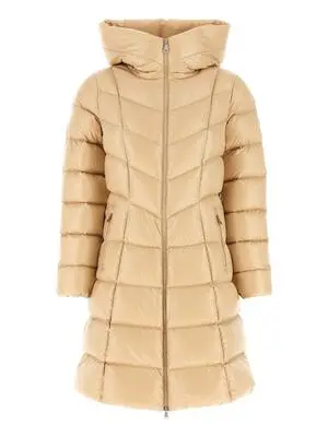 Moncler MONCLER Marusse Down Jacket With Chevron Quilting And Hood Beige