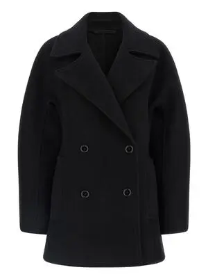 TOTEME TOTEME Double-Breasted Wool And Cashmere Blend Peacoat Black