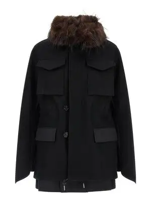 Sacai Wool Coat - Black