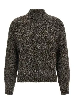 Agnona High Neck Bouclé Sweater - Brown