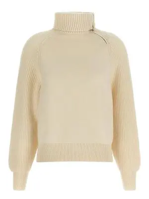 Agnona High Neck Cropped Sweater - White