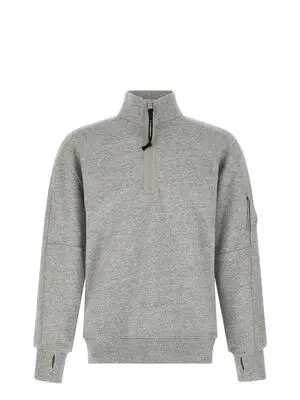 C.P. COMPANY Diagonal Raised Fleece Half-zip Sweatshirt With Lens Detail - Gray