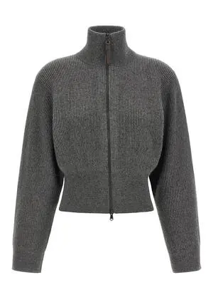 BRUNELLO CUCINELLI BRUNELLO CUCINELLI Ribbed High Neck Zip-Up Cardigan