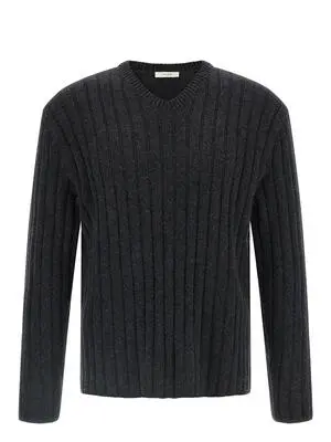 THE ROW Ettore V-neck Cashmere Sweater - Gray