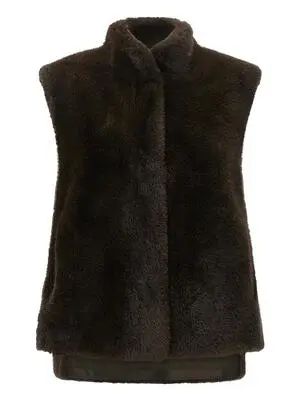 LOU ANDREA LOU ANDREA Faux Fur High Neck Vest