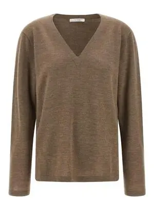 THE ROW THE ROW Poesis Cashmere V-Neck Sweater Beige