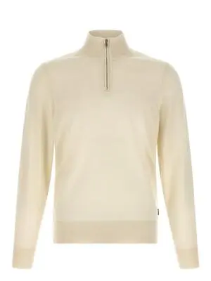 Hugo Boss H-ebenji Mock Neck Quarter Zip Sweater - Beige