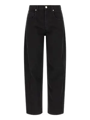 MARANT ETOILE Oriane Barrel Leg Jeans In Washed Cotton - Black