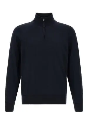 Hugo Boss HUGO BOSS H-Ebenji Virgin Wool Quarter-Zip Sweater Blue
