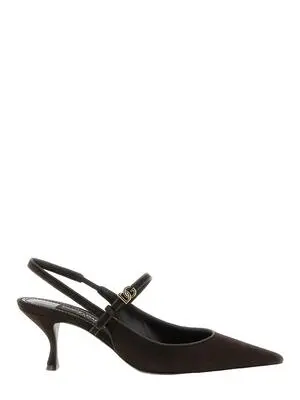 DOLCE & GABBANA Dolce & Gabbana Suede Slingback Heels With DG Monogram