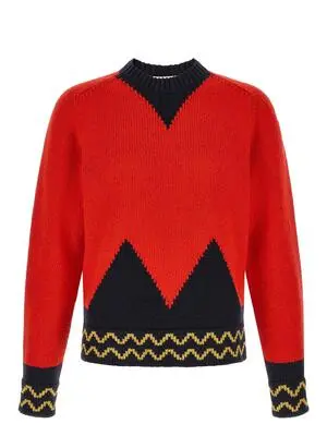 Marni MARNI Geometric Intarsia Wool Sweater Red