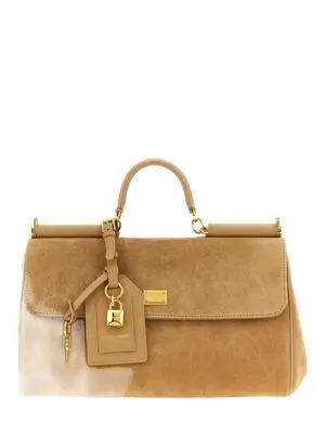 Dolce & Gabbana Dolce & Gabbana "My Sicily" Suede Handbag Beige
