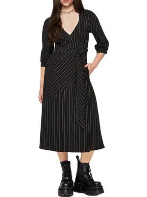 DISTURBIA Kallista Midi Wrap Dress - Black
