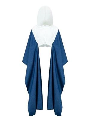 UCHÈ Uche Denim Agbada Sleeves Cropped Hoodie - White/blue