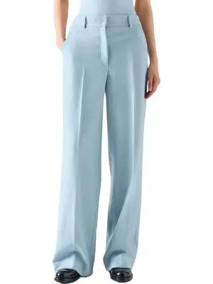 Akris Straight-leg Wool Blend Flannel Pants - Light Blue